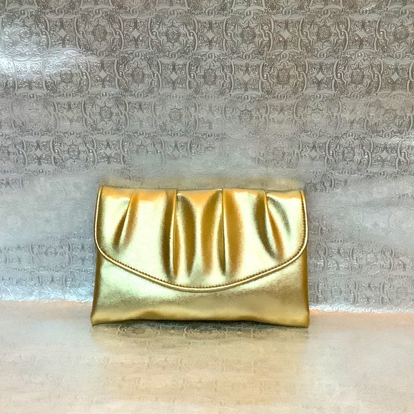 Bags | Vintage Gold Vinyl Clutch | Poshmark